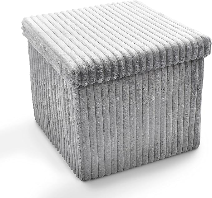 Silver Corduroy Foldable Storage Boxes – TheComfortshop.co.uk